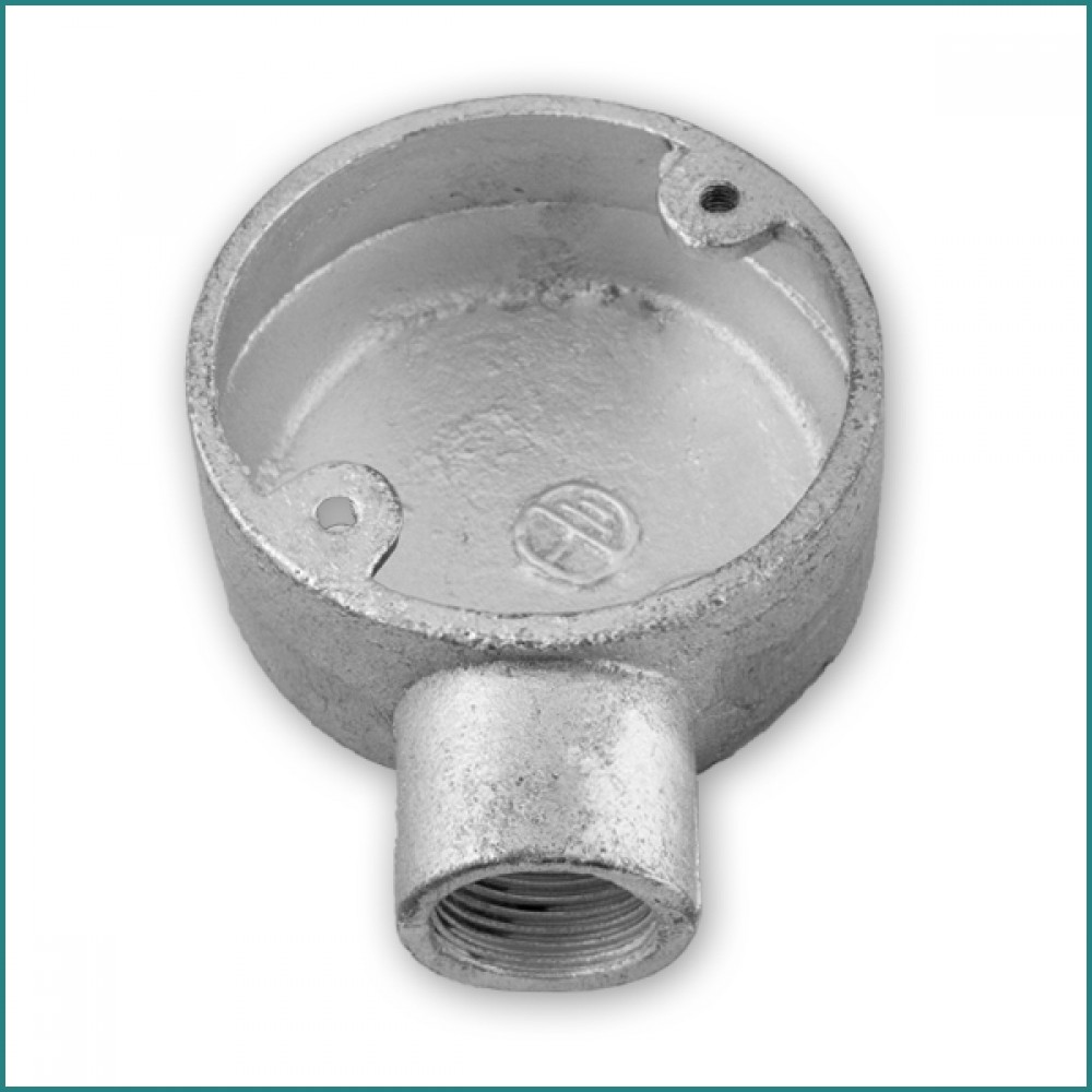 1 Way 20mm Round Galvanised Conduit Box