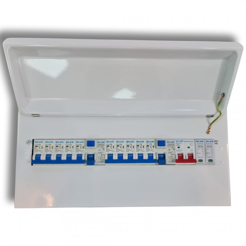 LIVE Electrical Metal 18 Way SPD Consumer Unit inc 10 x MCB ...
