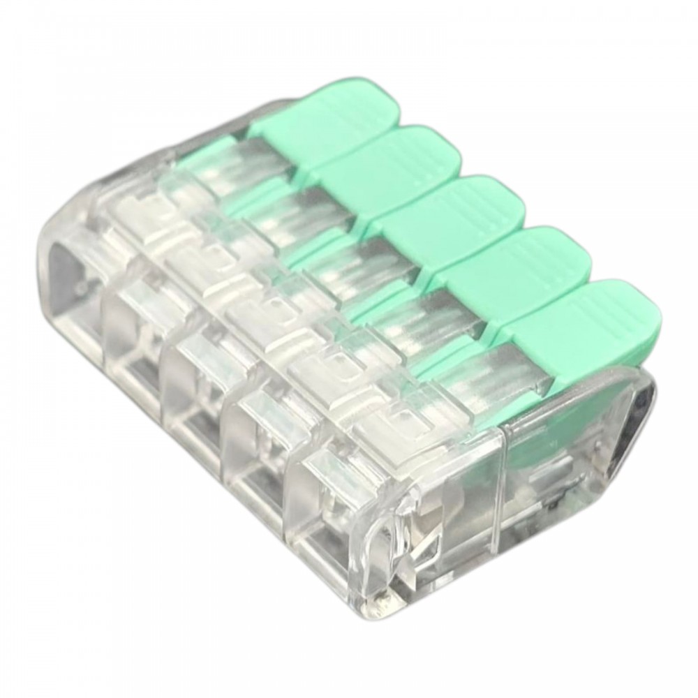 Transparent 5 Way Port Spring Lever Electrical Wire Connector ...