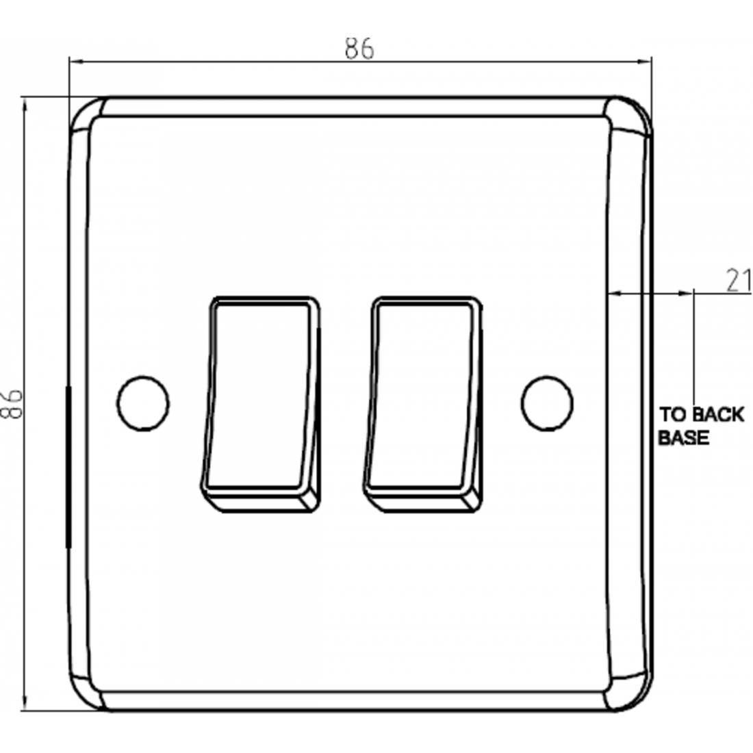 Knightsbridge 2G 2Way Switch Pure White Curved Edge Finish