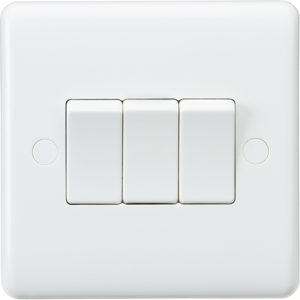 Knightsbridge 3G 2Way Switch Pure White Curved Edge Finish