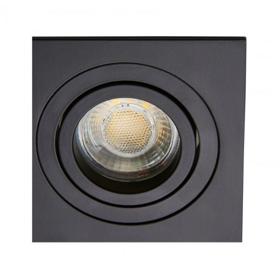 Designer Square Single GU10 Recessed Downlight Tilt Black