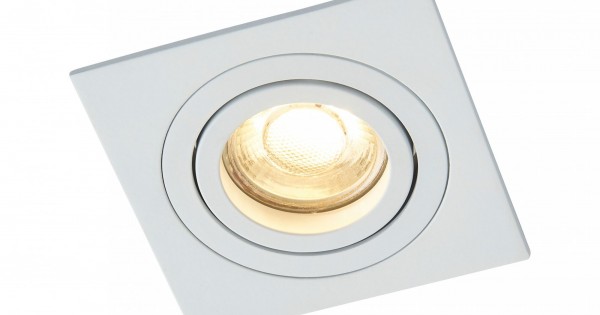 Designer Square Single GU10 Recessed Downlight Tilt White