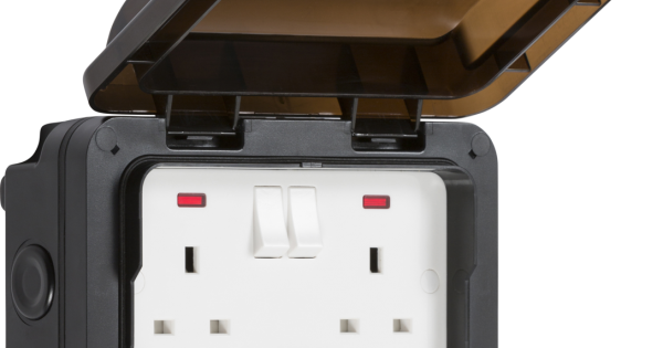 IP66 Outdoor Black Neon 2G Socket