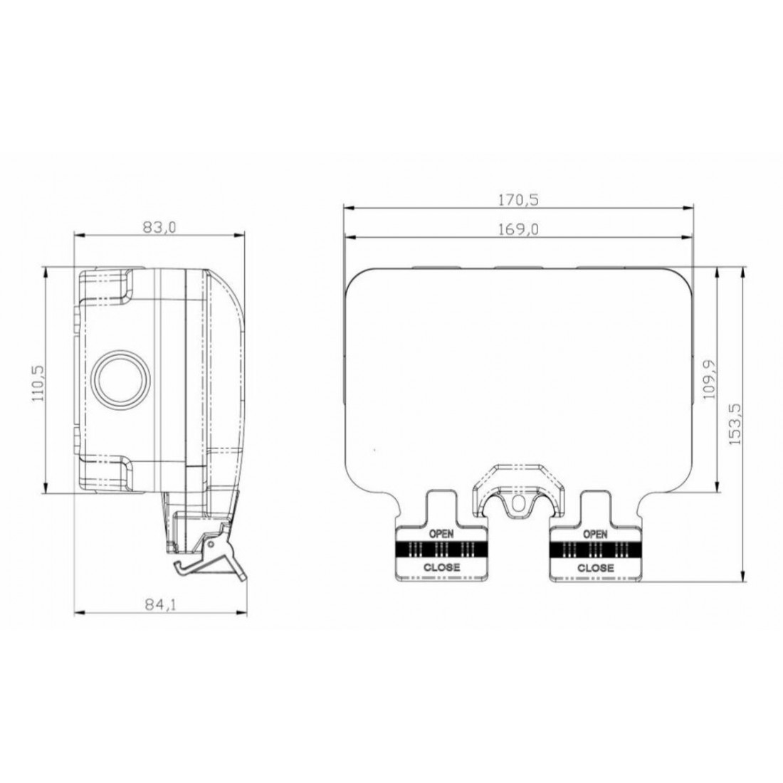 IP66 Outdoor Black Neon 2G Socket