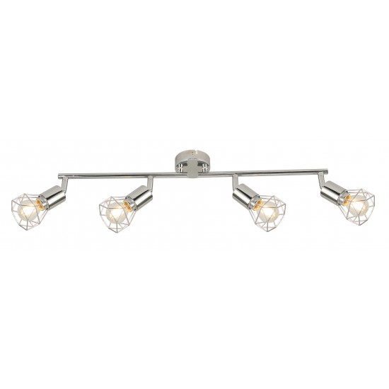 Metal 4 Way Rotatable Ceiling Cage Light Chrome