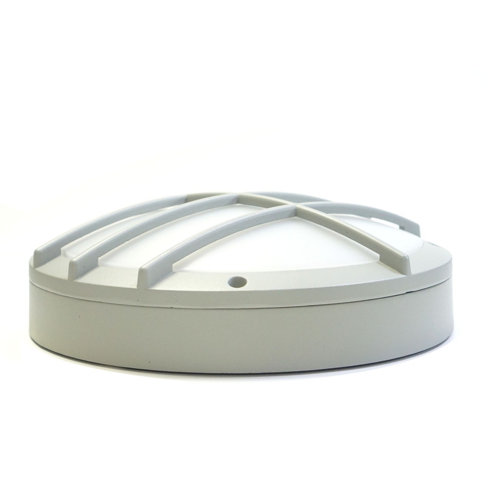 Aluminium Bulkhead Light Outdoor Full grille IP65 Silver