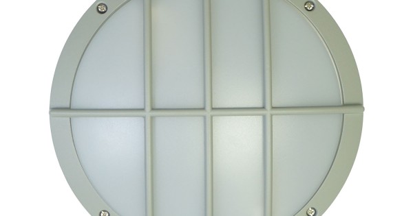 Aluminium Bulkhead Light Outdoor Full grille IP65 Silver